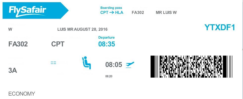 Review of FlySafair flight from Cape Town to Johannesburg in Economy