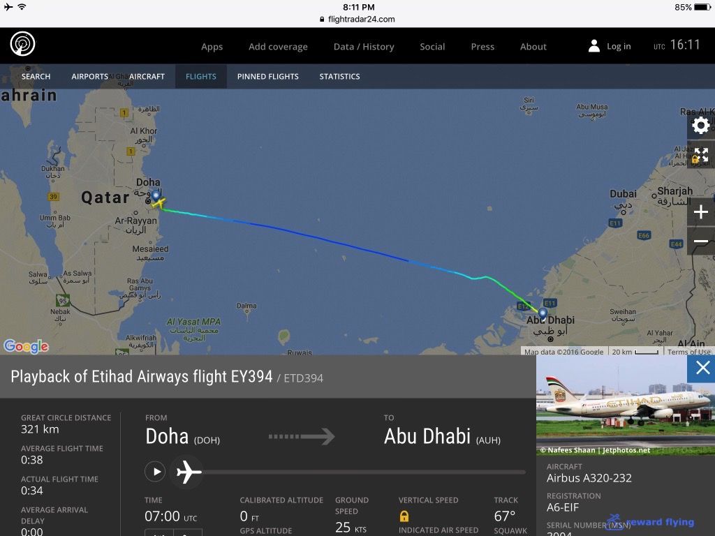 Review of Etihad Airways flight from Doha to Abu Dhabi in Business