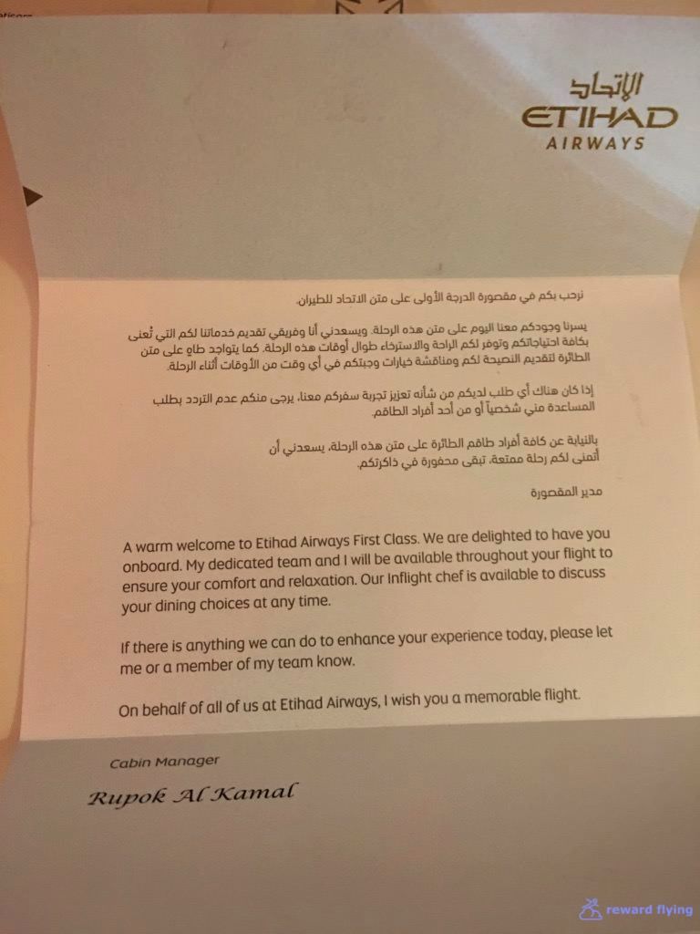 Review of Etihad Airways flight from Abu Dhabi to Melbourne in First