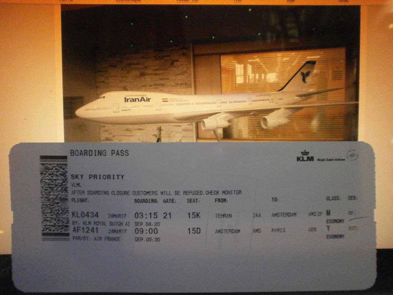 Review of KLM flight from Tehran to Amsterdam in Economy