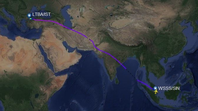 Review of Singapore Airlines flight from Singapore to Istanbul in Economy