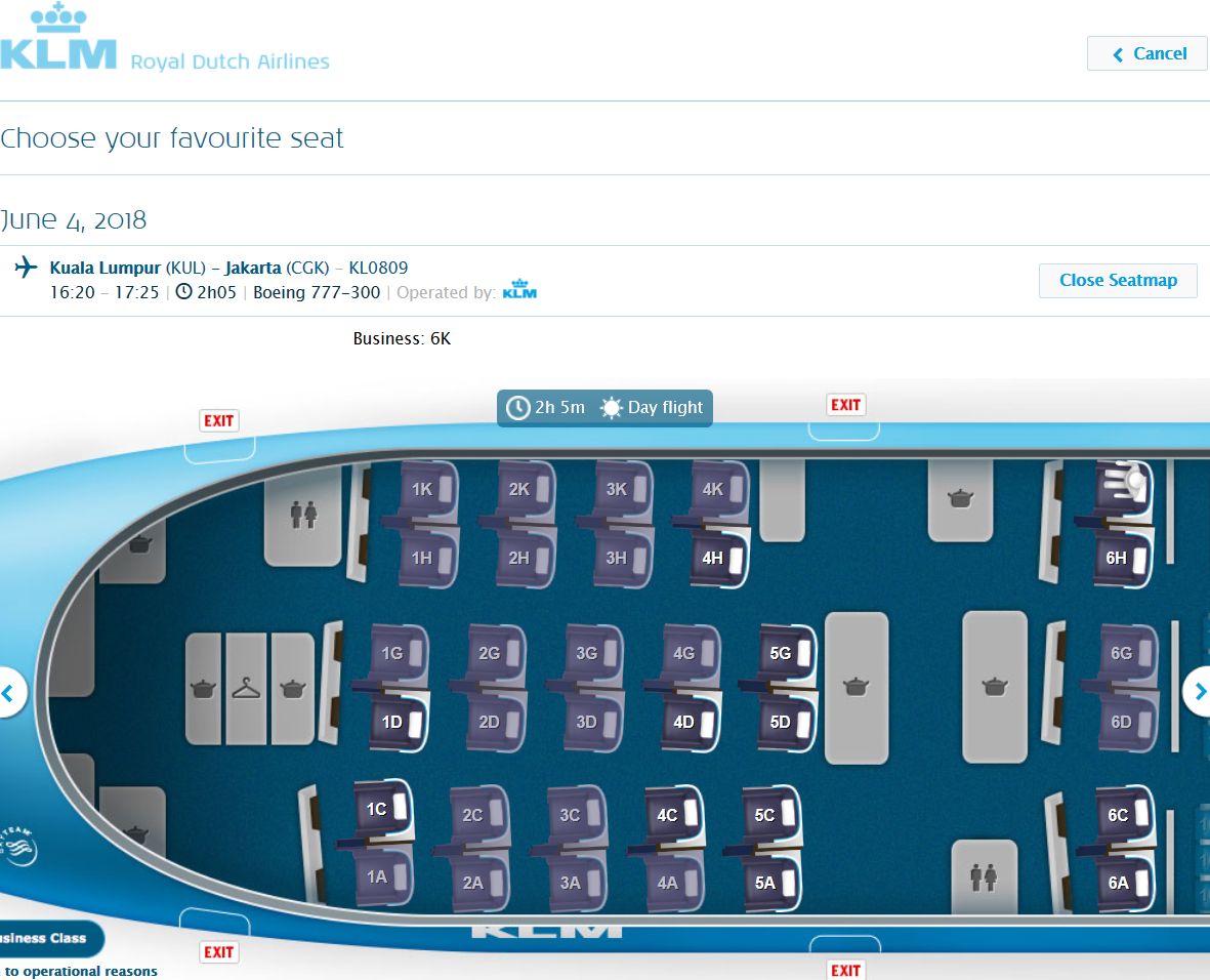 Review of KLM flight from Kuala Lumpur to Jakarta in Business