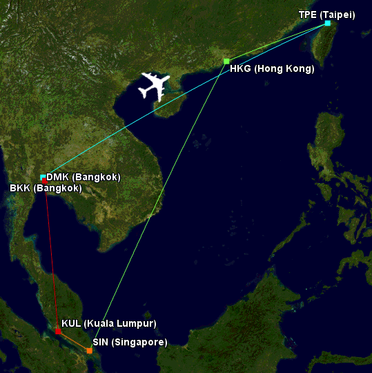 Review of V Air flight from Bangkok to Taipei in Economy