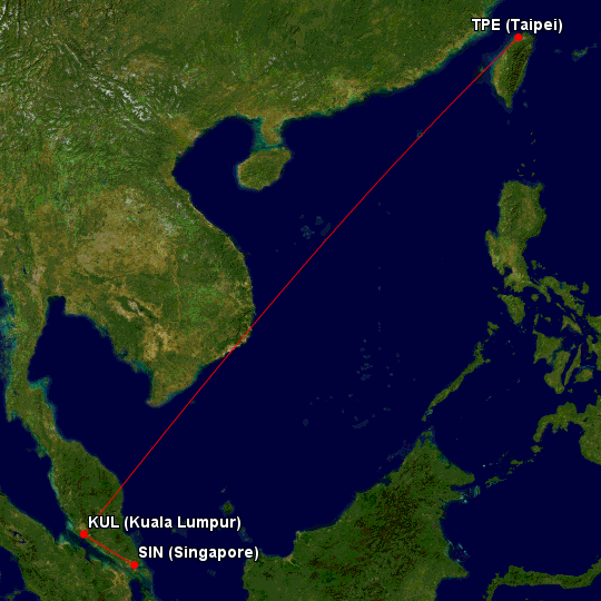 Review of Malaysia Airlines flight from Taipei to Kuala Lumpur in Economy