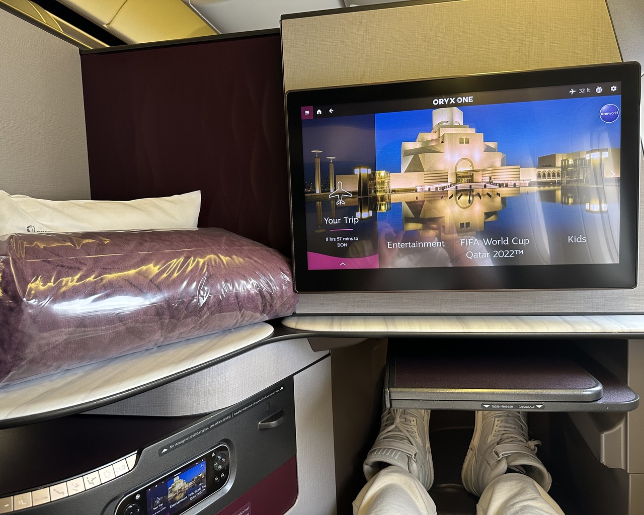 Review of Qatar Airways flight from New York to Doha in Business