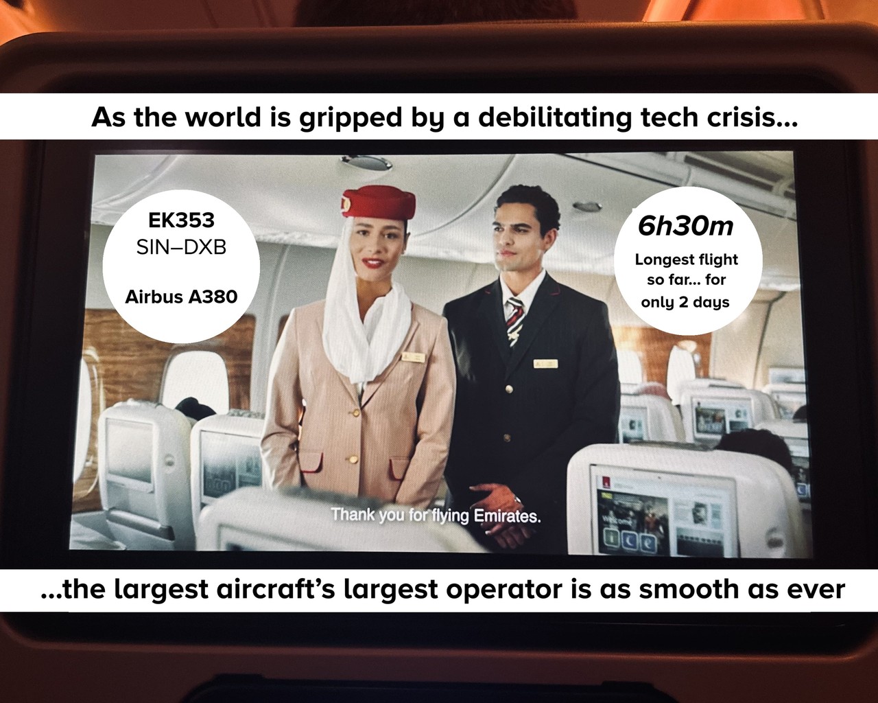 Review of Emirates flight from Singapore to Dubai in Economy